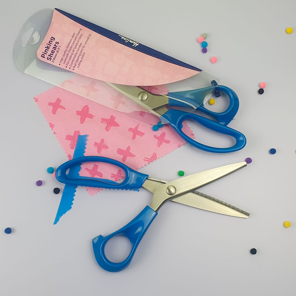 Hemline Blue Pinking Shears | Zig Zag Fabric Scissors | Tuftbox UK