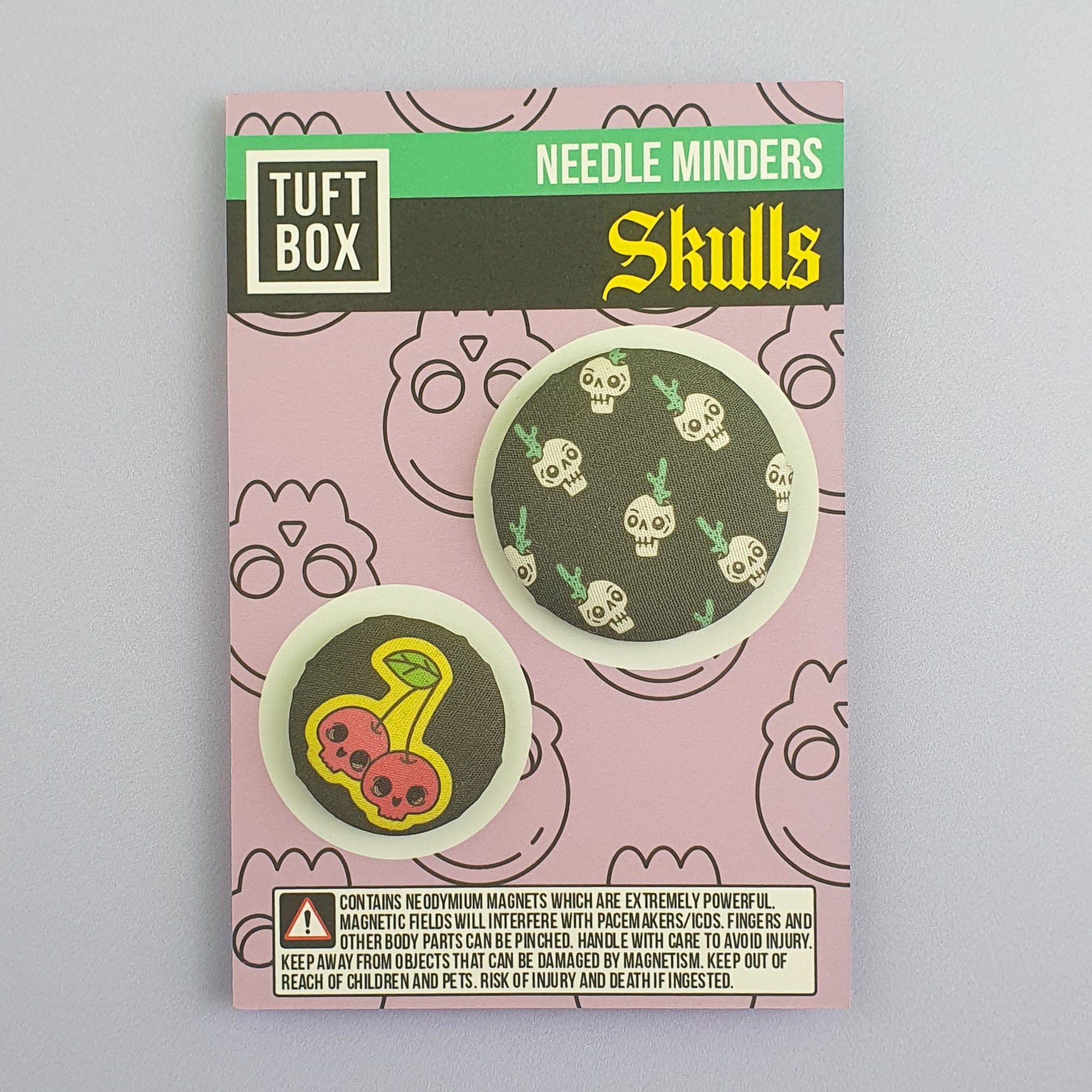 Handmade Magnetic Needle Minders | Skulls Set of 2 | Tuftbox UK